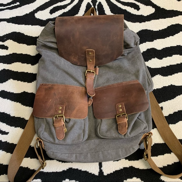 Bags | Waxed Canvas And Leather Backpack Oversized | Poshmark